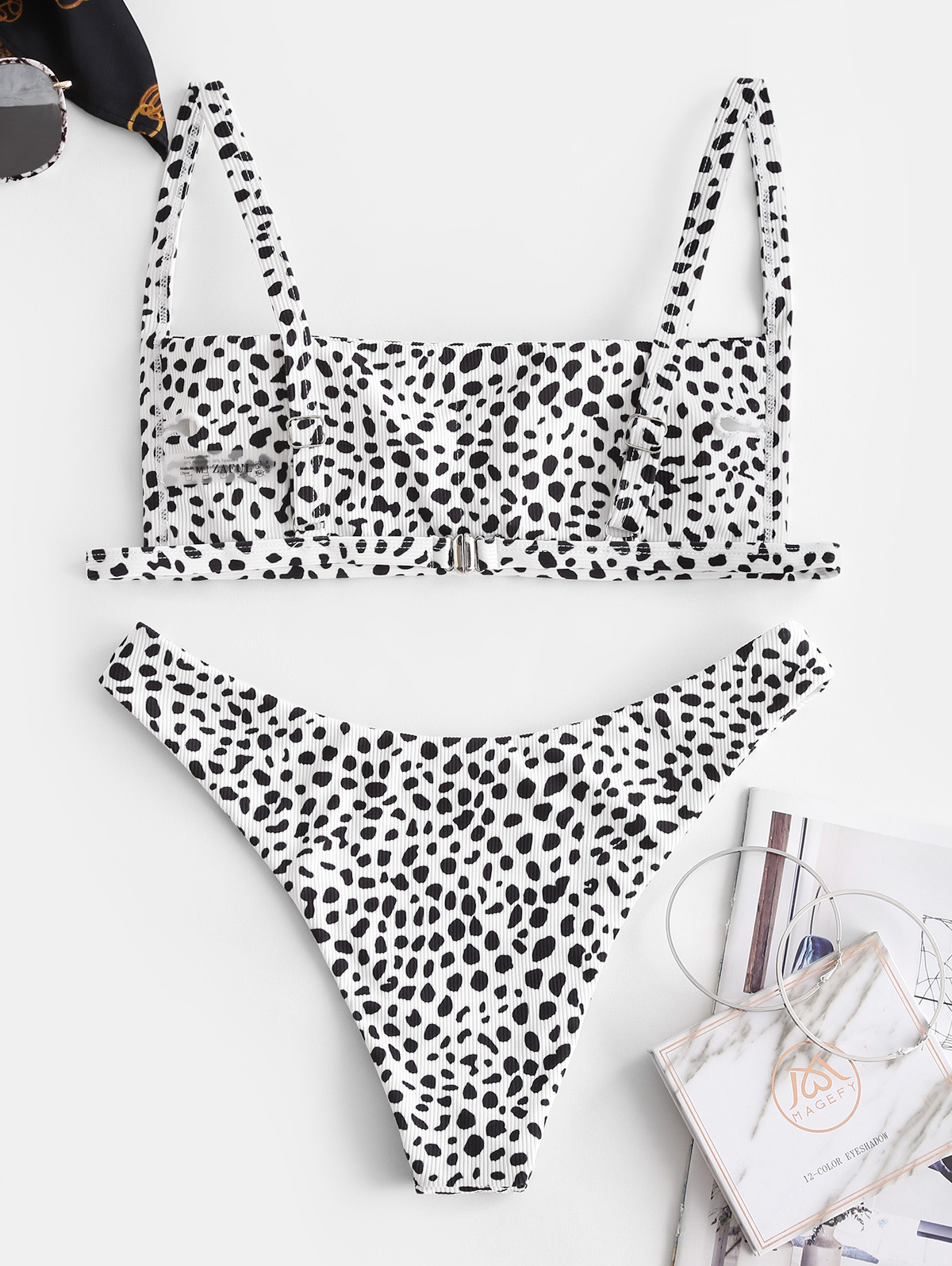 Leopard All Over Print Bikini Set, Casual Slight Stretch Women's ...