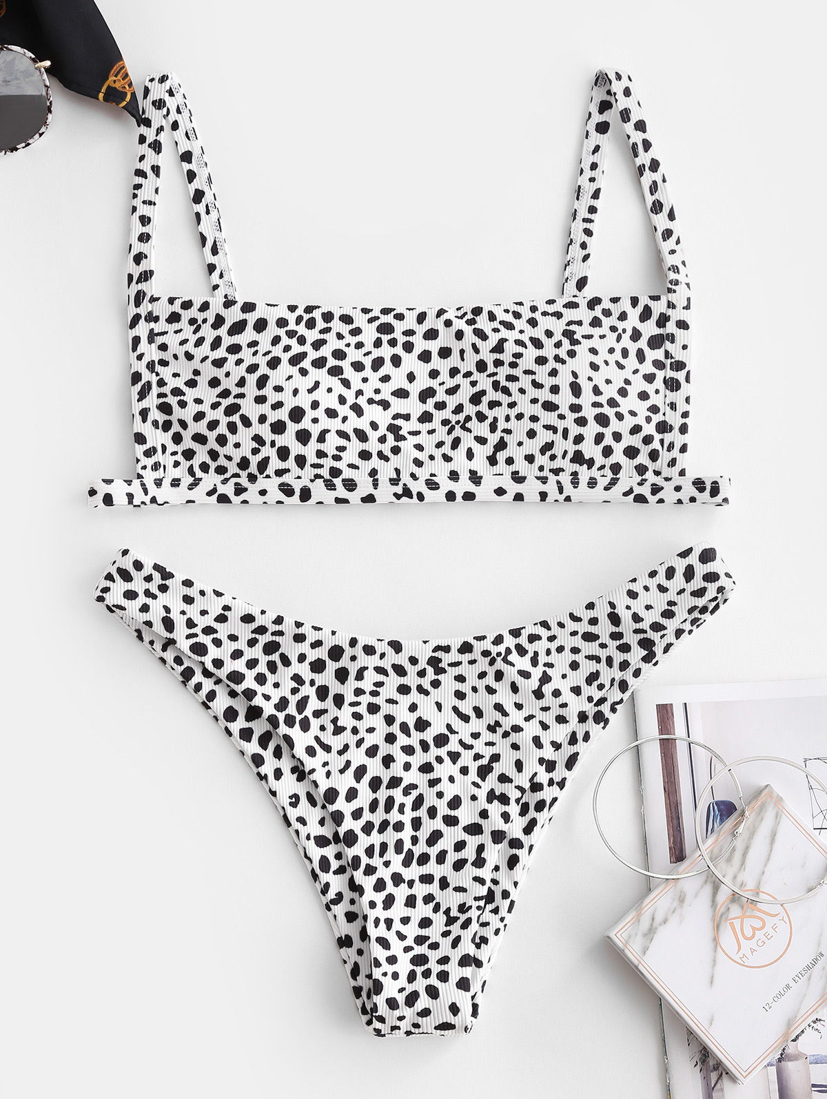 Leopard All Over Print Bikini Set, Casual Slight Stretch Women's ...