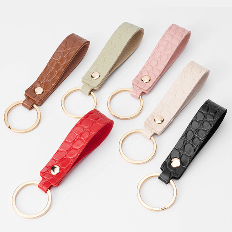 Genuine Leather Keychain Strap Men Women Embossed Flower - Temu United ...
