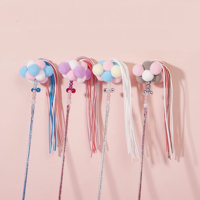 Cat Teaser Stick Indoor Cats Ribbons Balls Bells Interactive - Temu Canada
