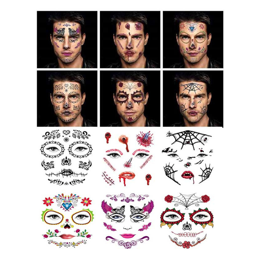 1pc vintage punk style men and women halloween horror tattoo stickers ...