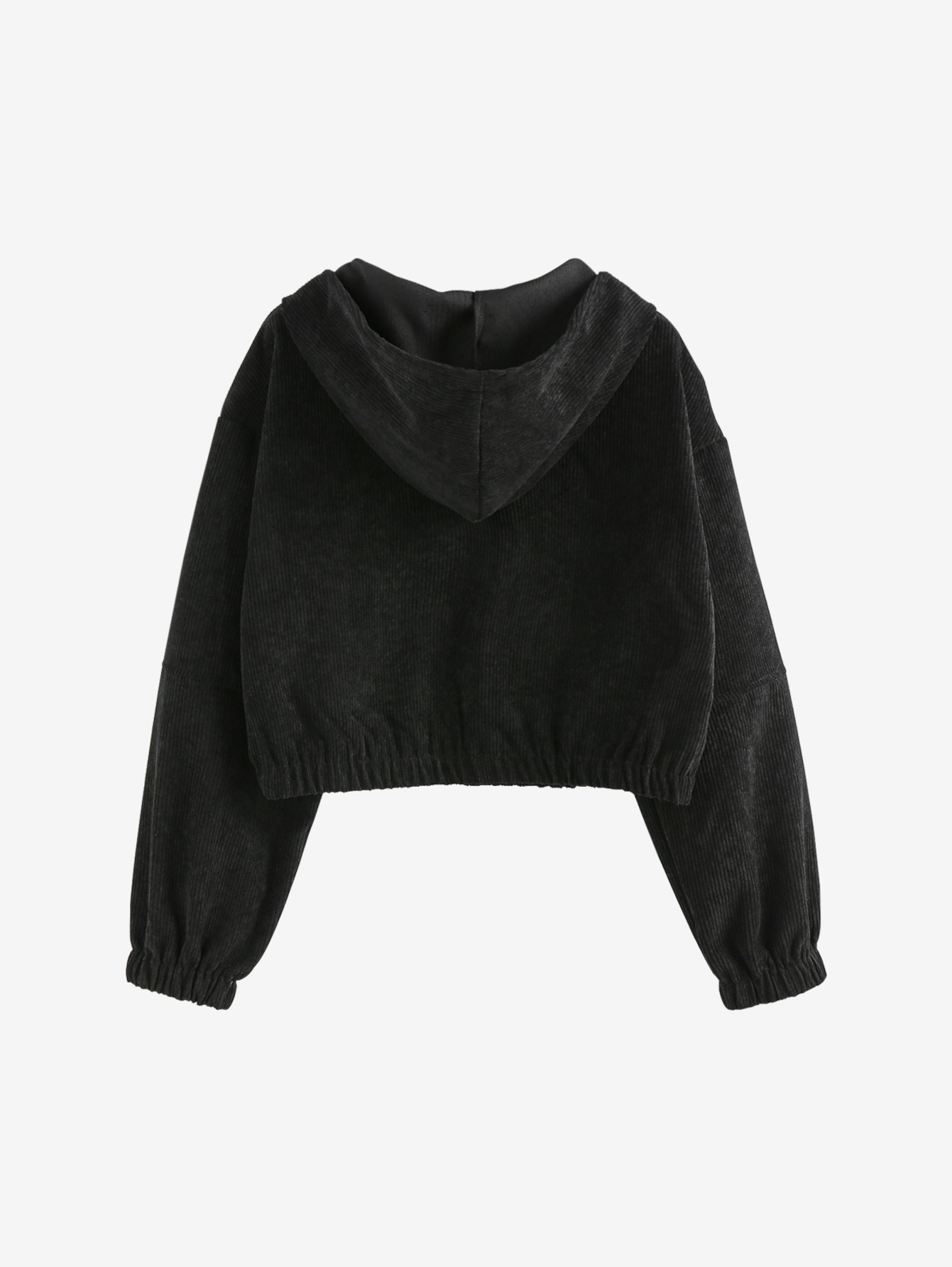 Zip Pocket Casual Cropped Solid Jacket Hooded Long Sleeve - Temu New Zealand