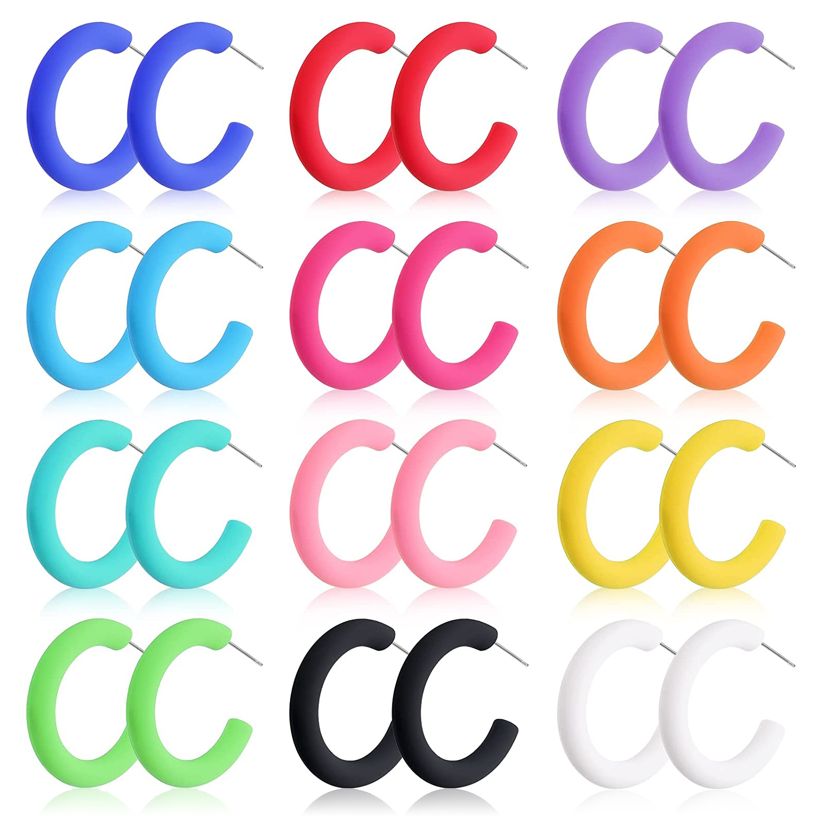 Colorful C Hoop Earrings Neon Earrings Trendy Acrylic Temu
