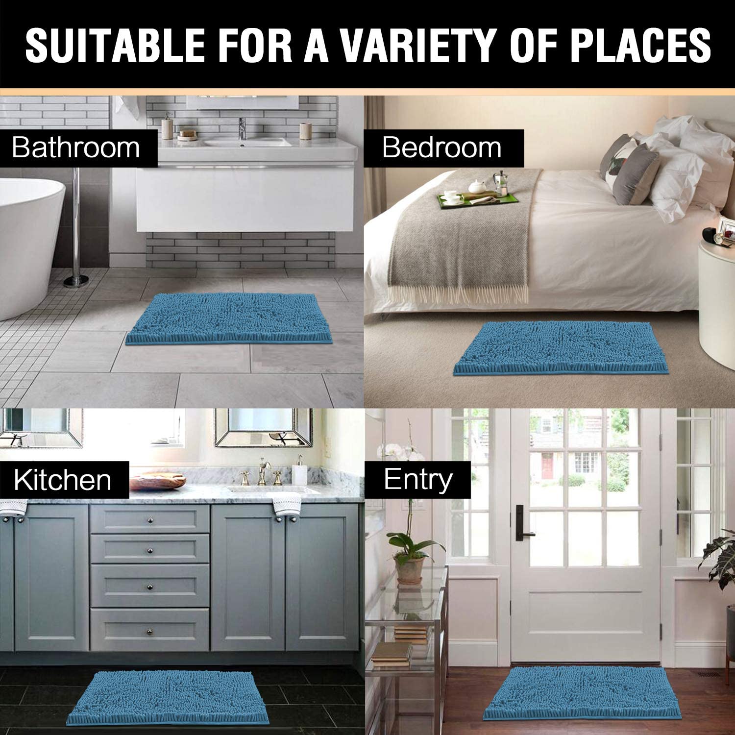 Chenille Shaggy Bath Rug Door Mat Water Absorption - Temu New Zealand