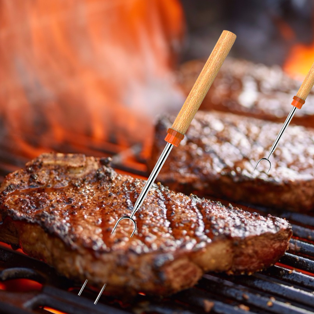 stainless steel roasting marshmallow stick set extendable dual fork ...