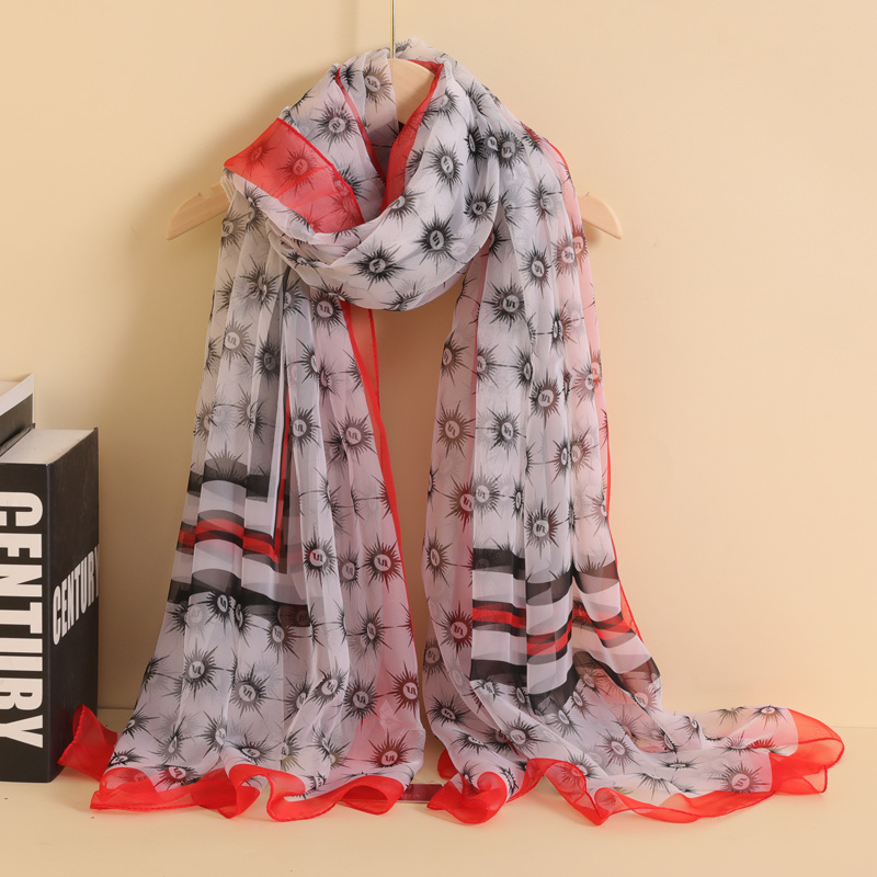 Mini Floral Print Scarf Chiffon Shawl Neckerchief Head Wrap - Temu ...