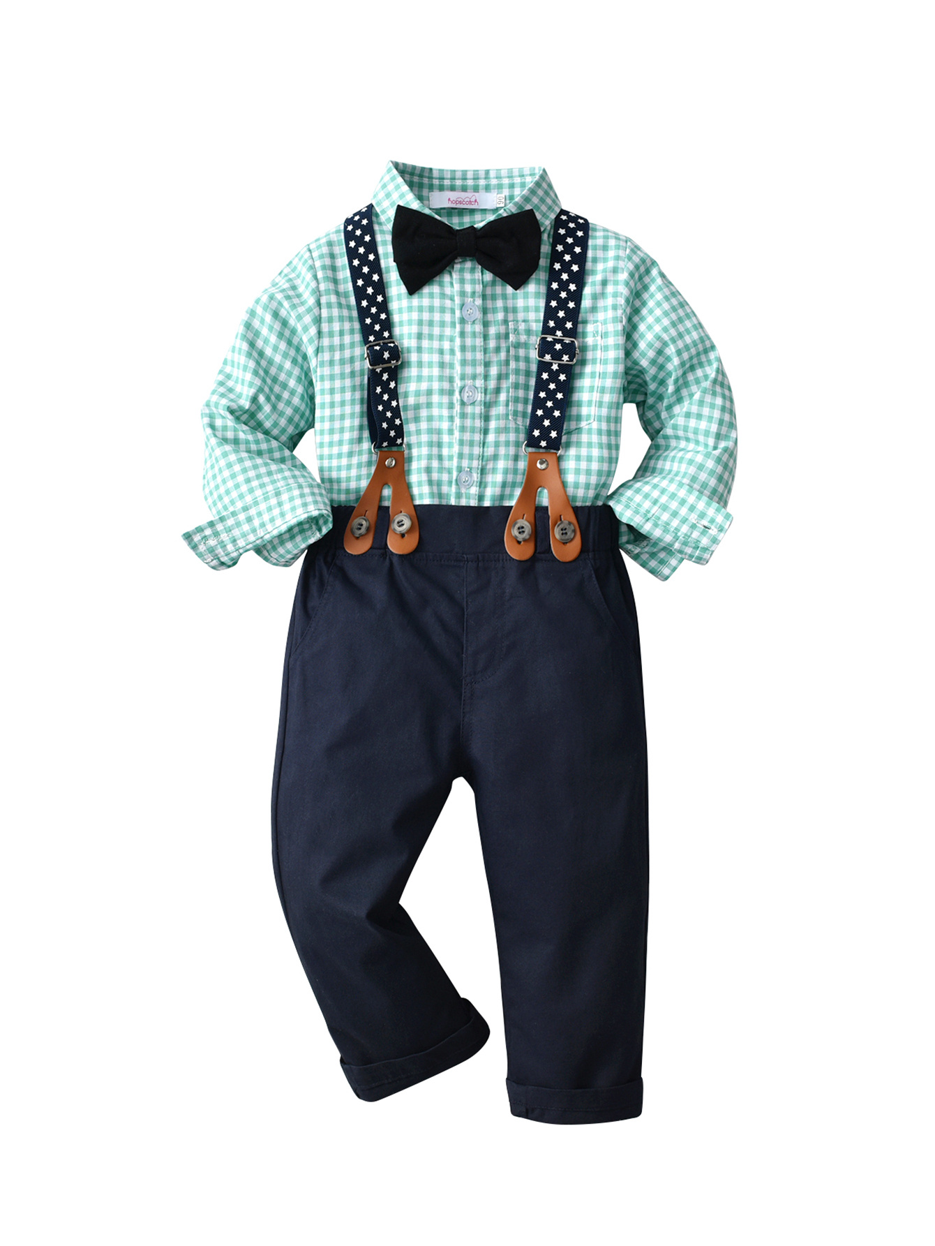 Baby Boys Gentleman Outfit Long Sleeve Button Bowtie - Temu Australia