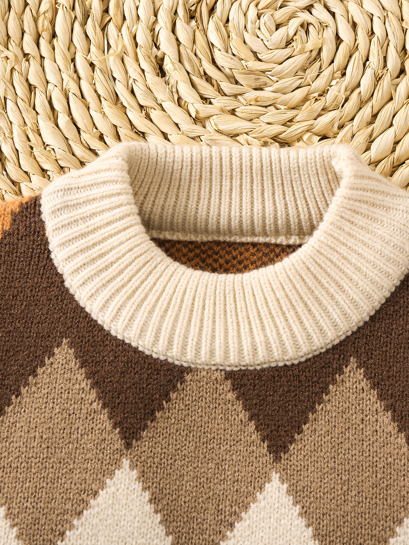 Toddler Boys Girls Argyle Pattern Sweater Round Neck Knitted - Temu Norway