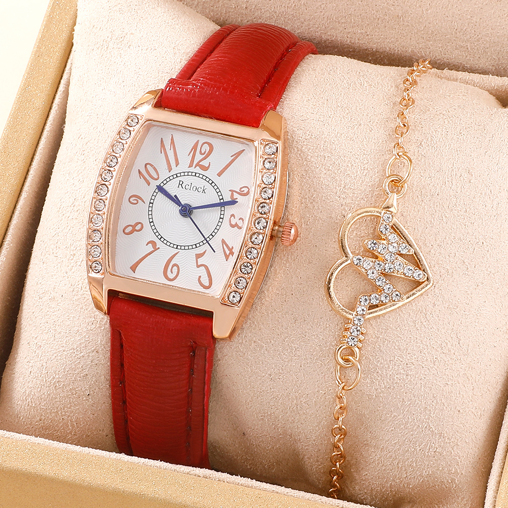 2pcs Set Fashion Ladies Watches Square Analog Quartz Wrist Watch ...