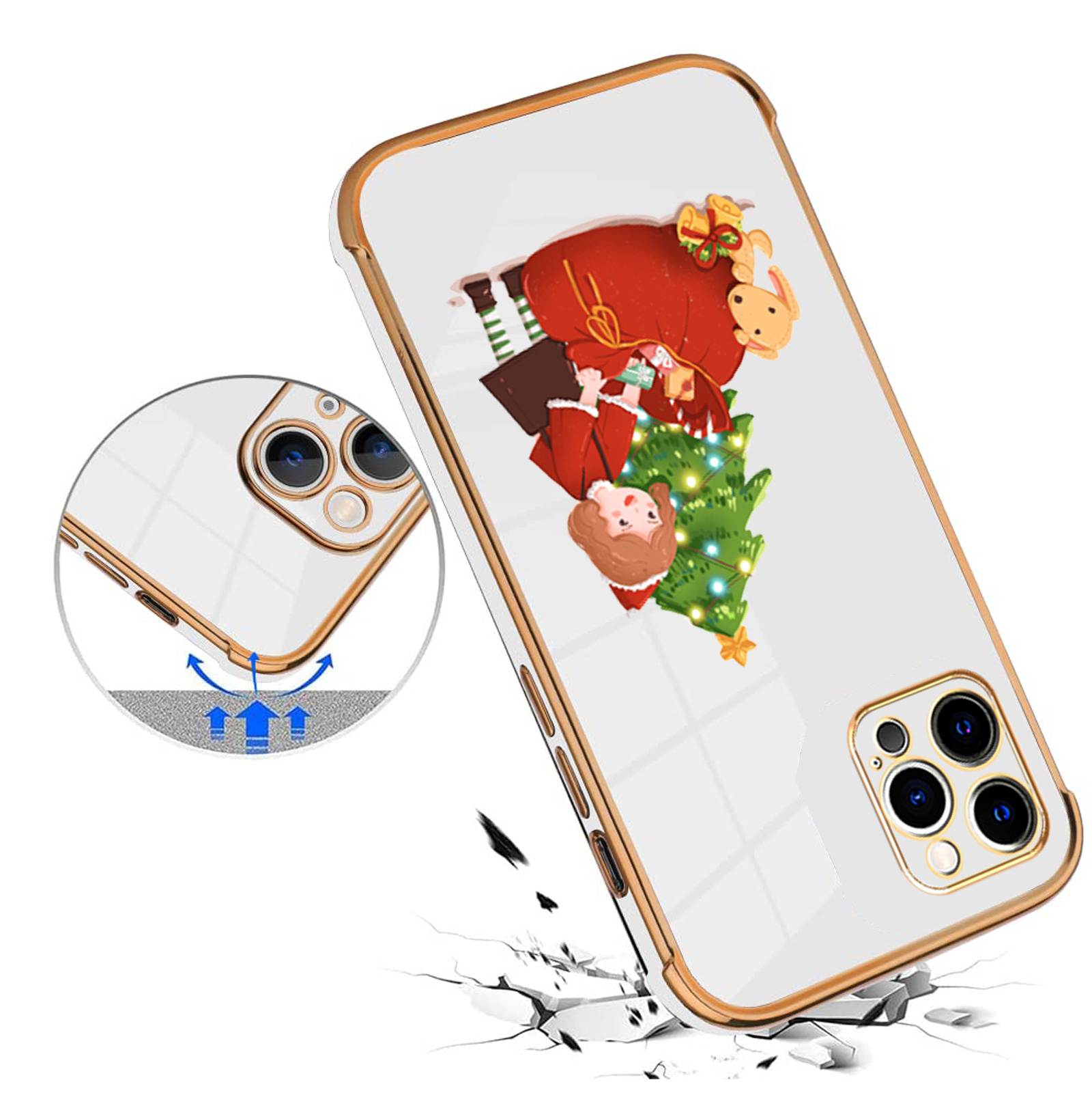 Christmas Phone Case, Galvanized Silicone Full Bag Fall Protection Case ...