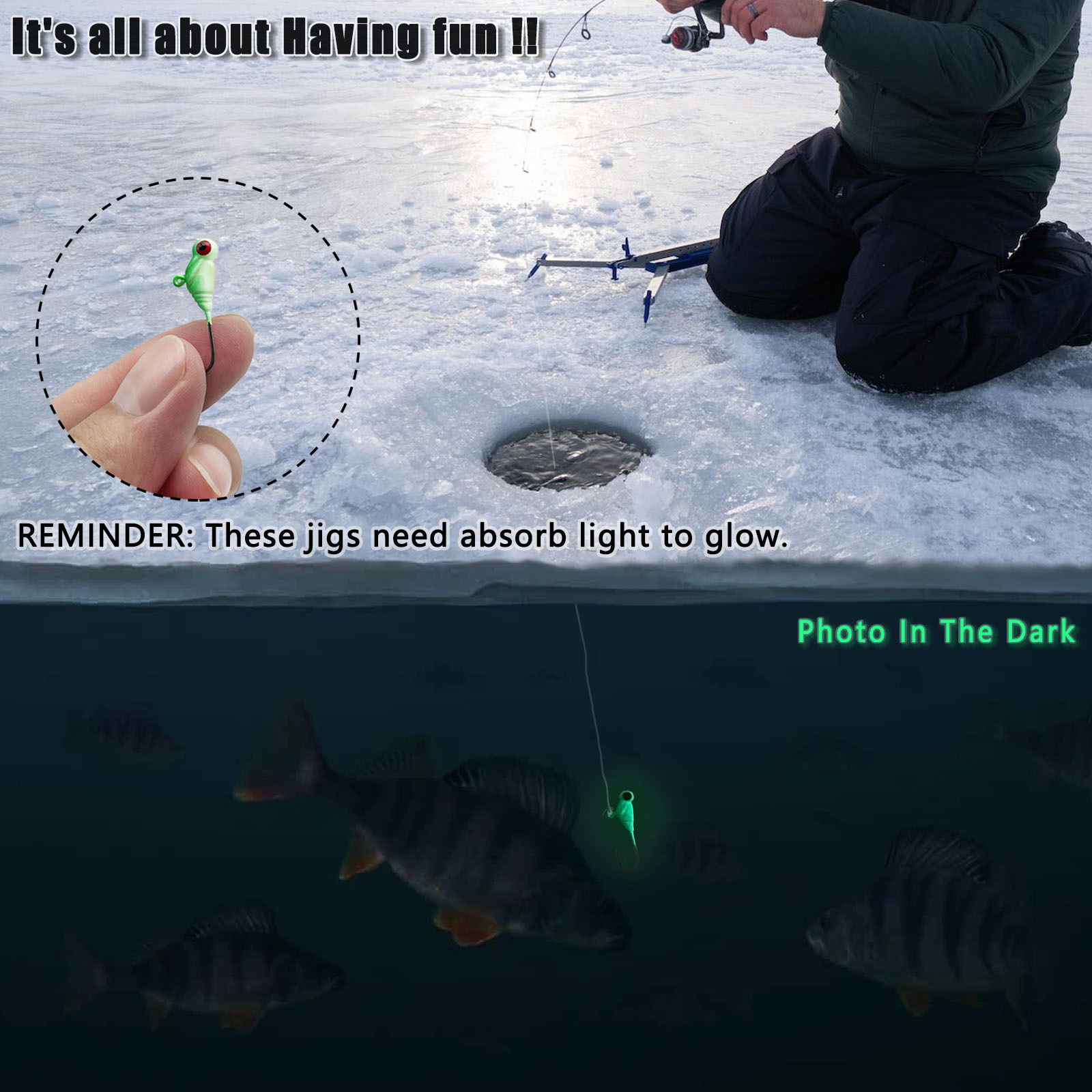 Glow Ice Fishing Jigs Effective Lures Panfish Pike Walleye - Temu ...