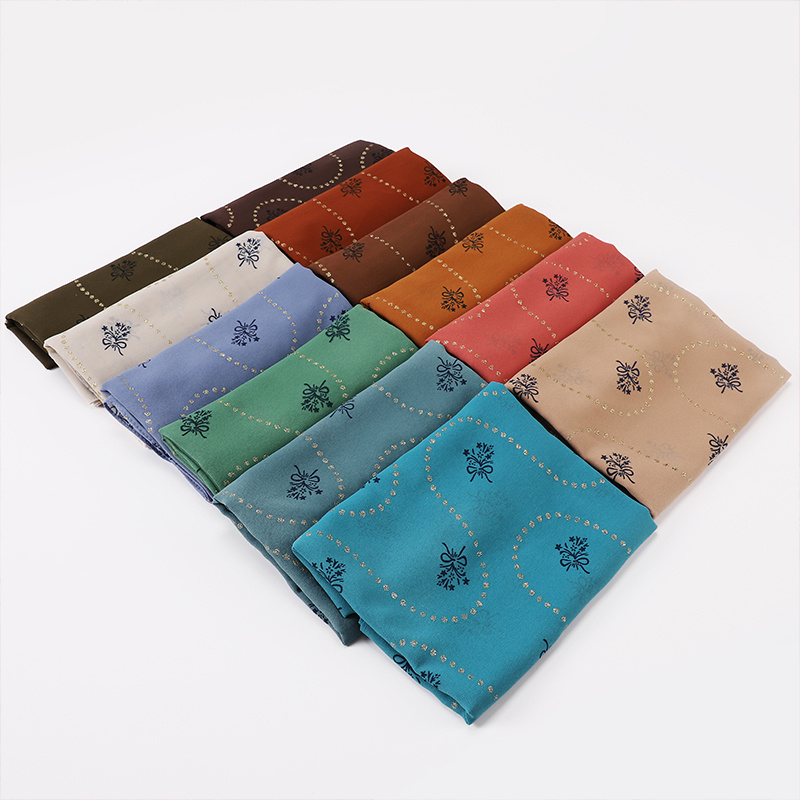 Pearl Chiffon Women's Wrap Headscarf Golden Print Scarf Fashion Retro ...