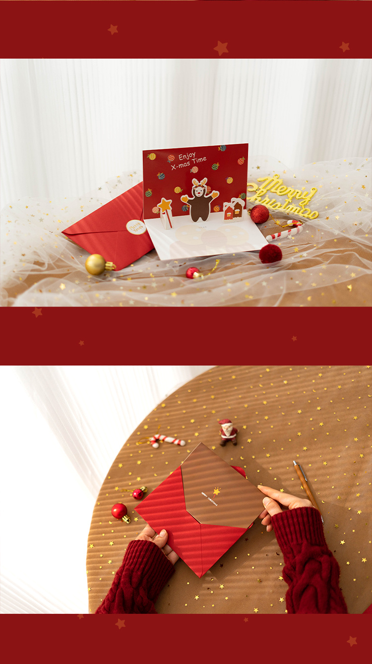 Christmas 3d Greeting Cards Half Folding Cartoon Wishing - Temu New Zealand