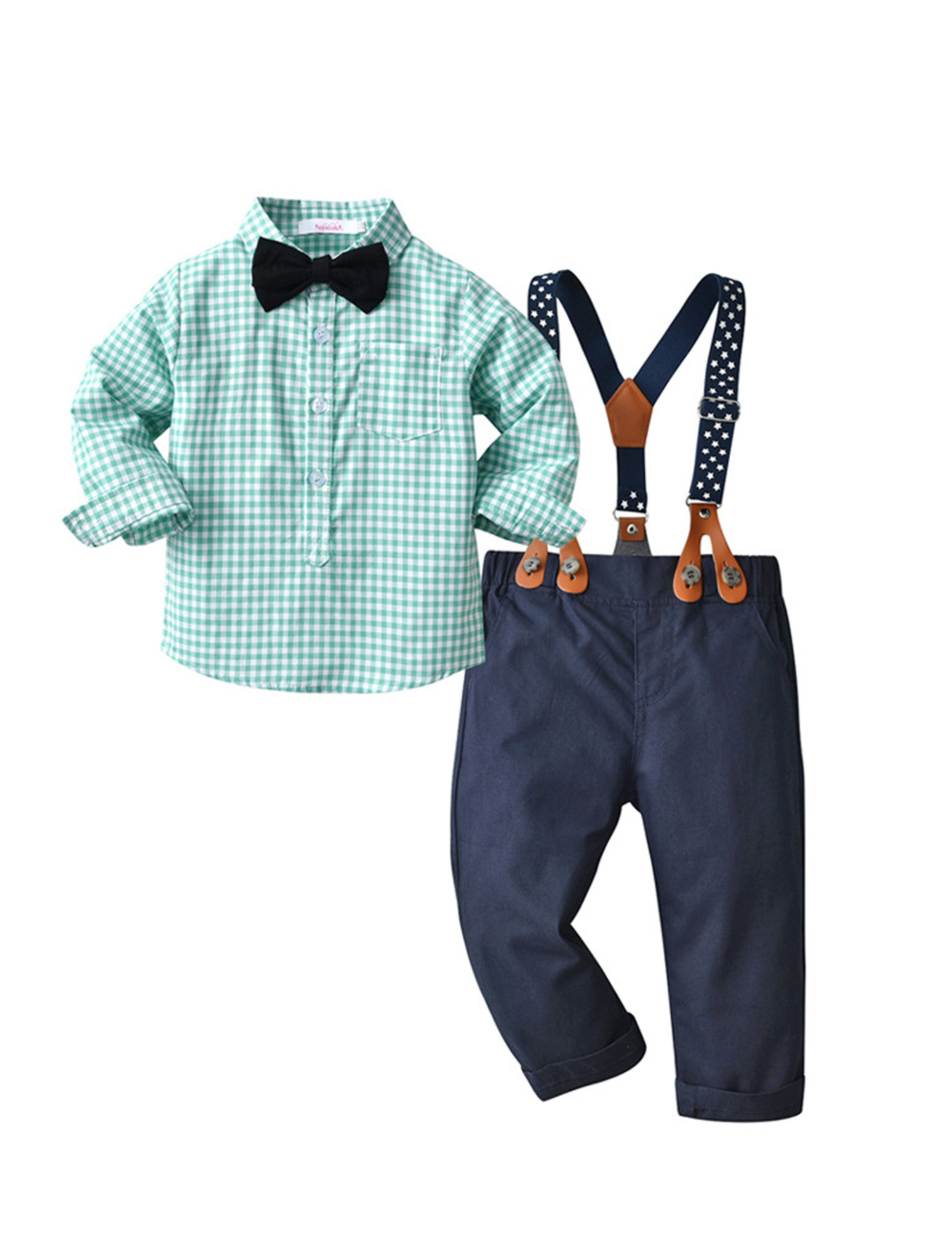 Baby Boys Gentleman Outfit Long Sleeve Button Bowtie - Temu Australia