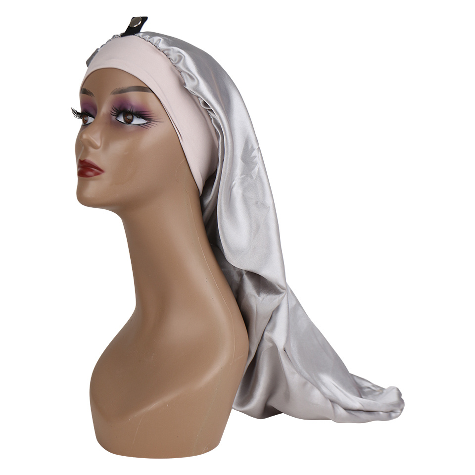Satin Bonnet Large Sleep Cap Button Long Hair Braids Satin - Temu