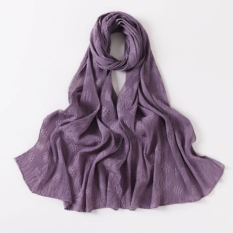 Pearl Chiffon Striped Fold Pleated Maple Leaf Graphic Bandana Long Thin ...