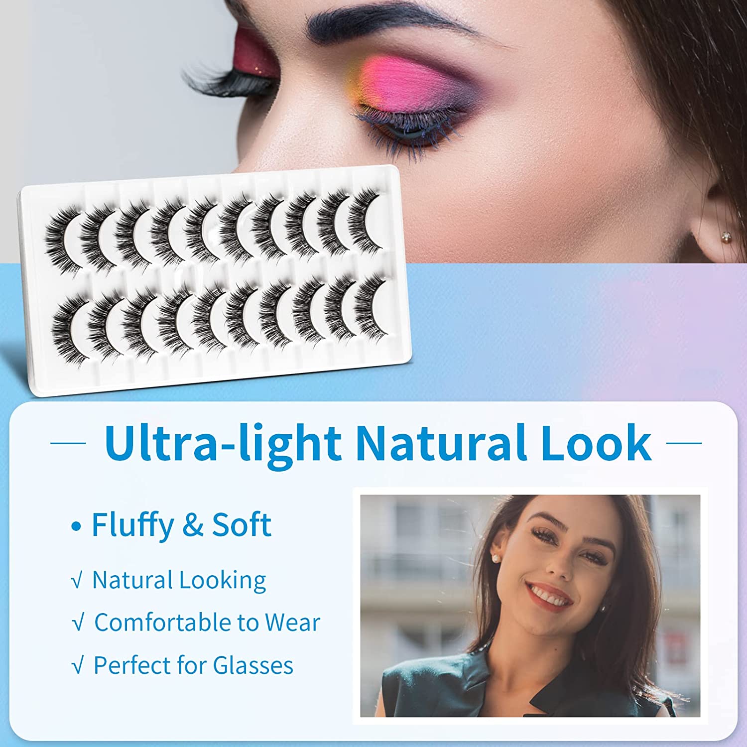 False Eyelashes Fluffy Faux Mink Lashes 3d Cat eye Wispy - Temu United ...