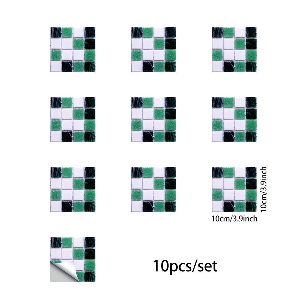 10pcs Kitchen Mosaic Tile Sticker Square Kitchen Backsplash Waterproof ...