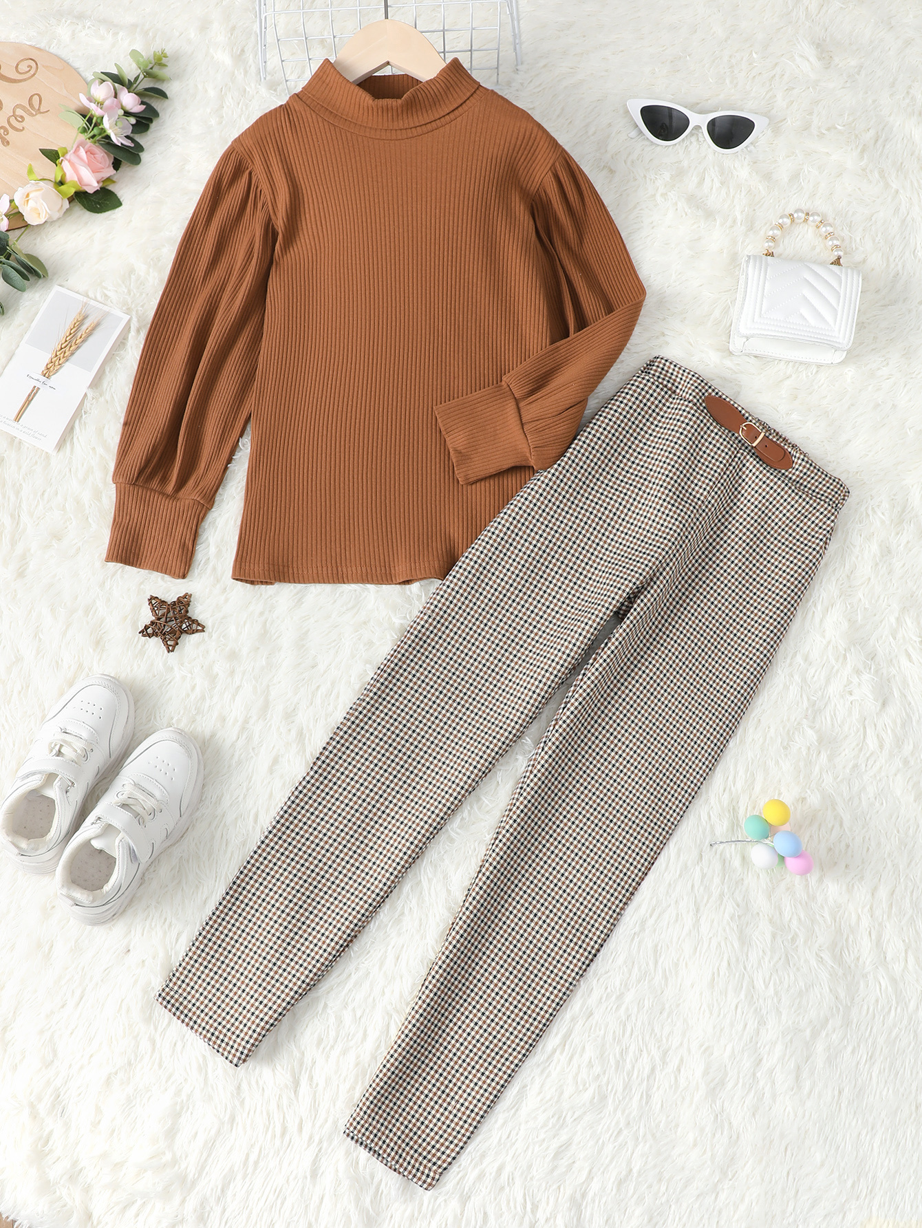 Girls Elegant Knitted Turtleneck Sweater Print - Temu Australia