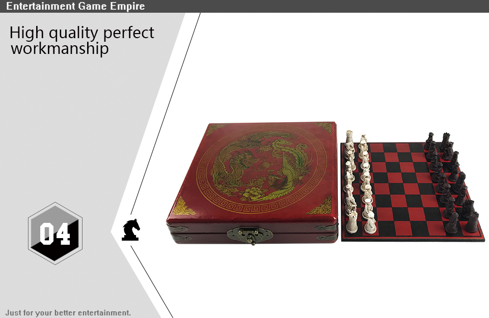 Antique International Chess Set Leather Box Mobile - Temu