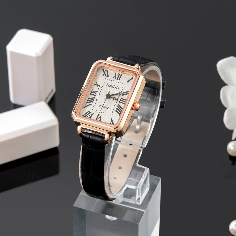 Fashion Ladies Watch Vintage Square Roman Numeral Dial Pu Band Quartz ...