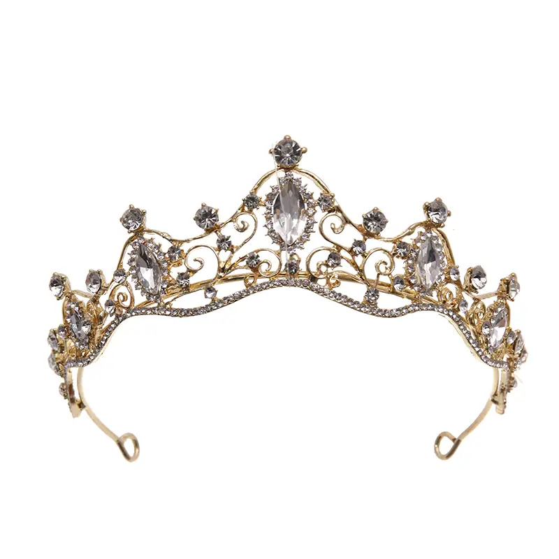Golden Rhinestone Golden Crown Headband Wedding Bride Temu