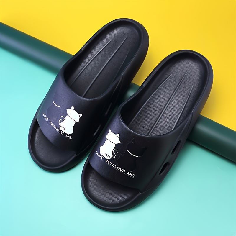 Men's Cartoon Black & White Cat Non-slip Quick Drying Slide Slippers ... Men's Cartoon Black & White Cat Non-slip Quick Drying Slide Slippers ...