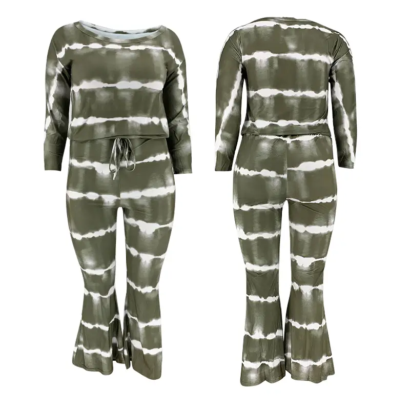 Plus Size Tie Dye 3 4 Sleeve Straight Leg Jumpsuit Womens Temu