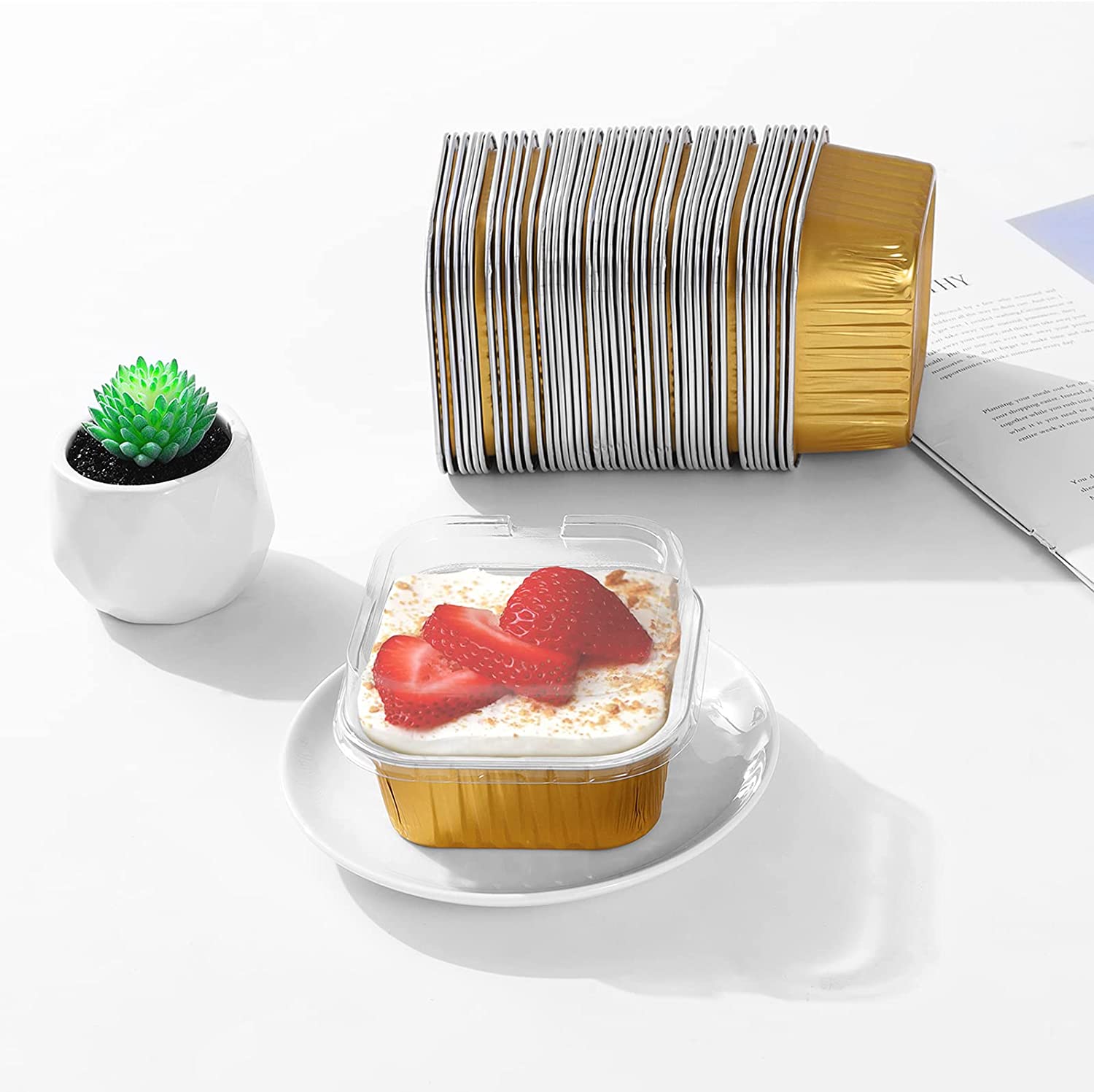 Aluminum Foil Mini Square Baking Cups Mini Cake Pans - Temu