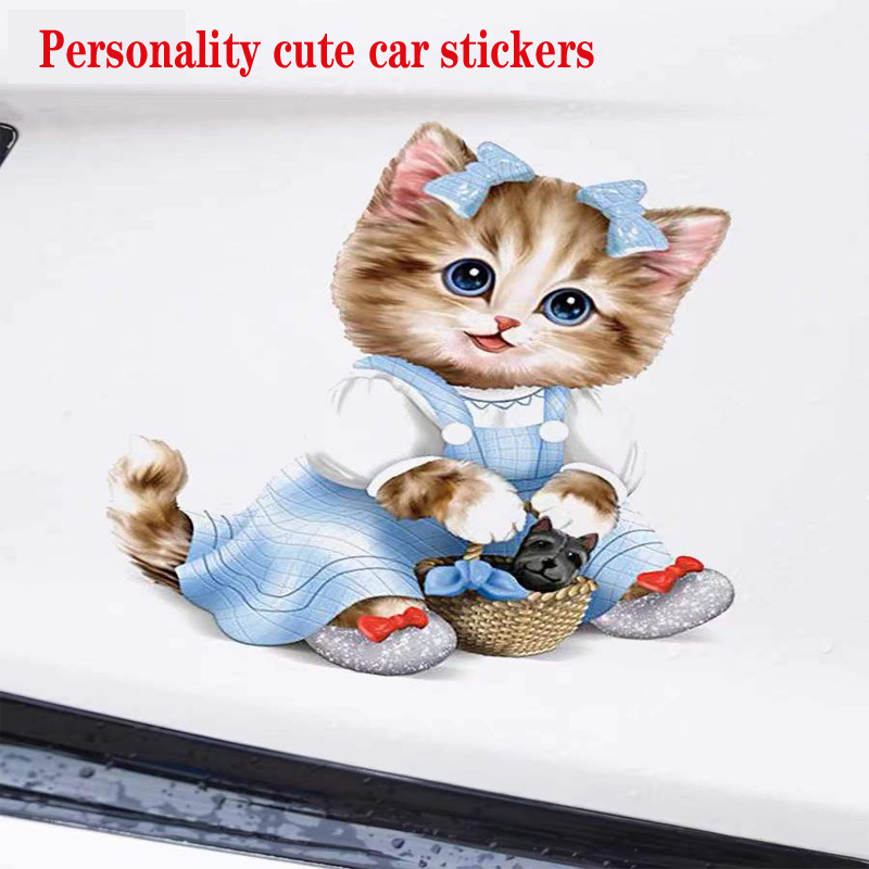 Cute Cartoon Cute Cat Car Sticker Car Door Bumper Window - Temu New Zealand