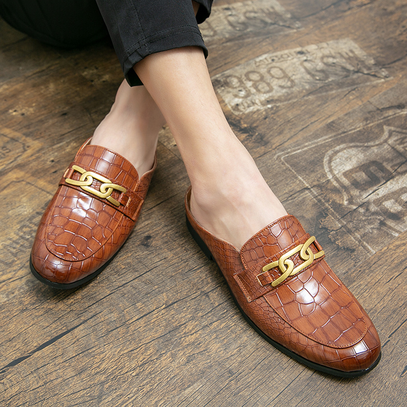 Men's Fashion Crocodile Print Slip-on Mules, Formal Wear Casual Open ...