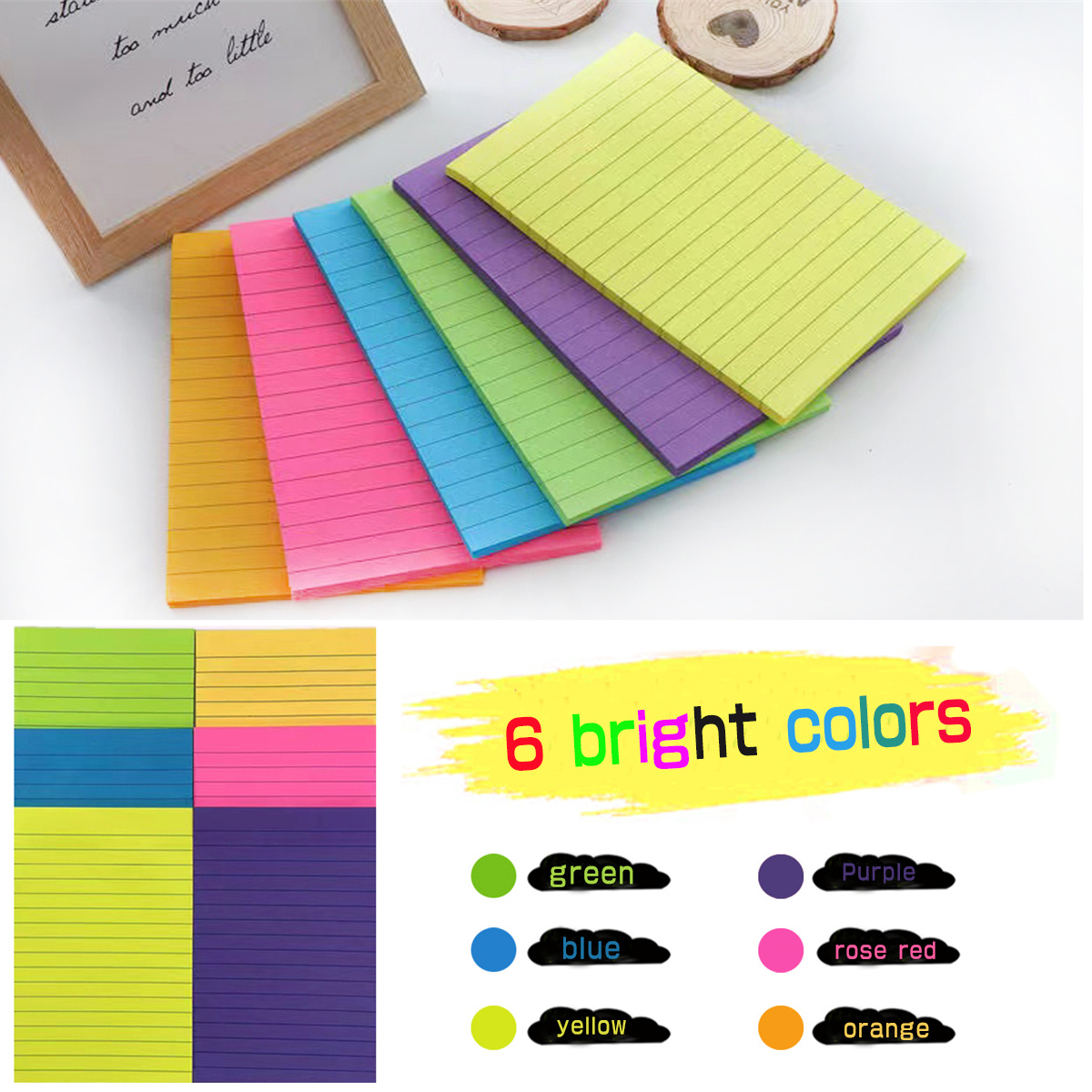Sticky Notes Per Book Large Size With Horizontal Lines In 6 - Temu