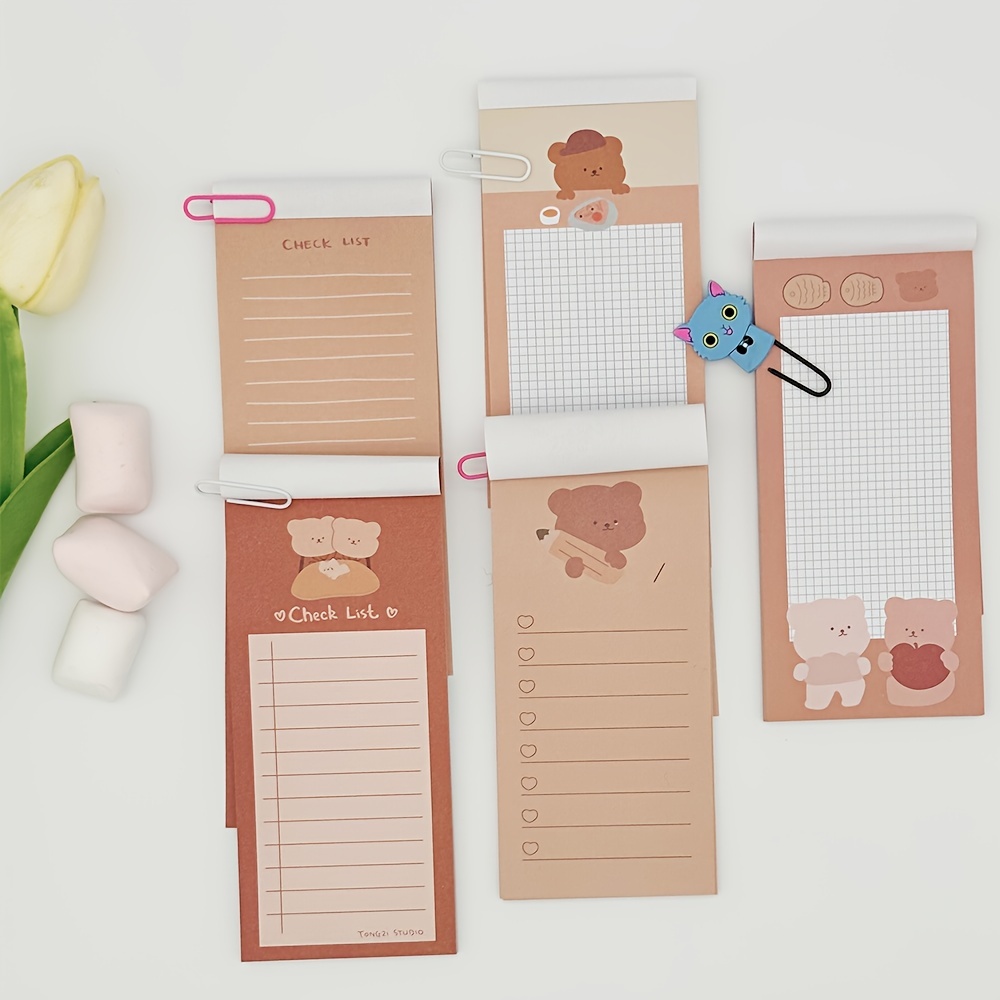 Cute Cartoon Bear Memo Notes Office Writing Pads Message - Temu Netherlands