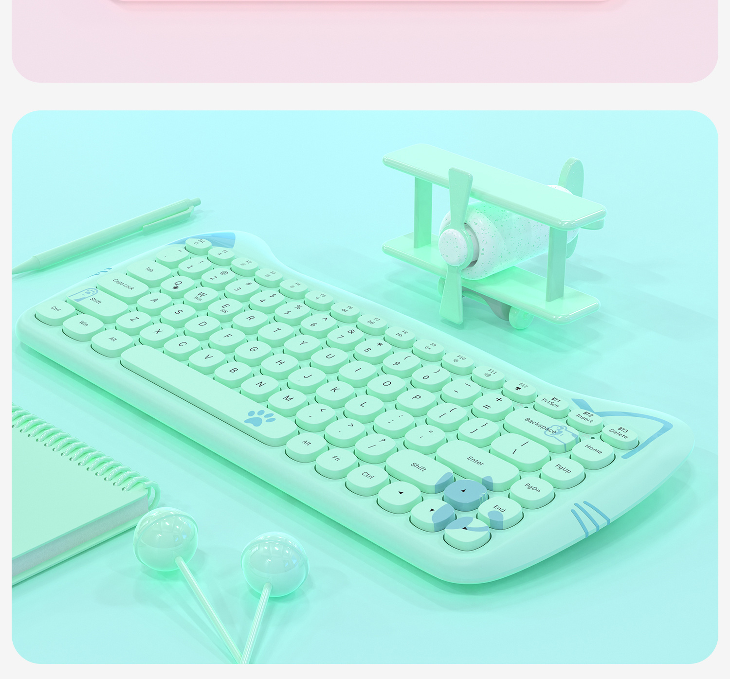 3060i Wireless Bt Keyboard Cute Computer Keyboards Mini - Temu United ...