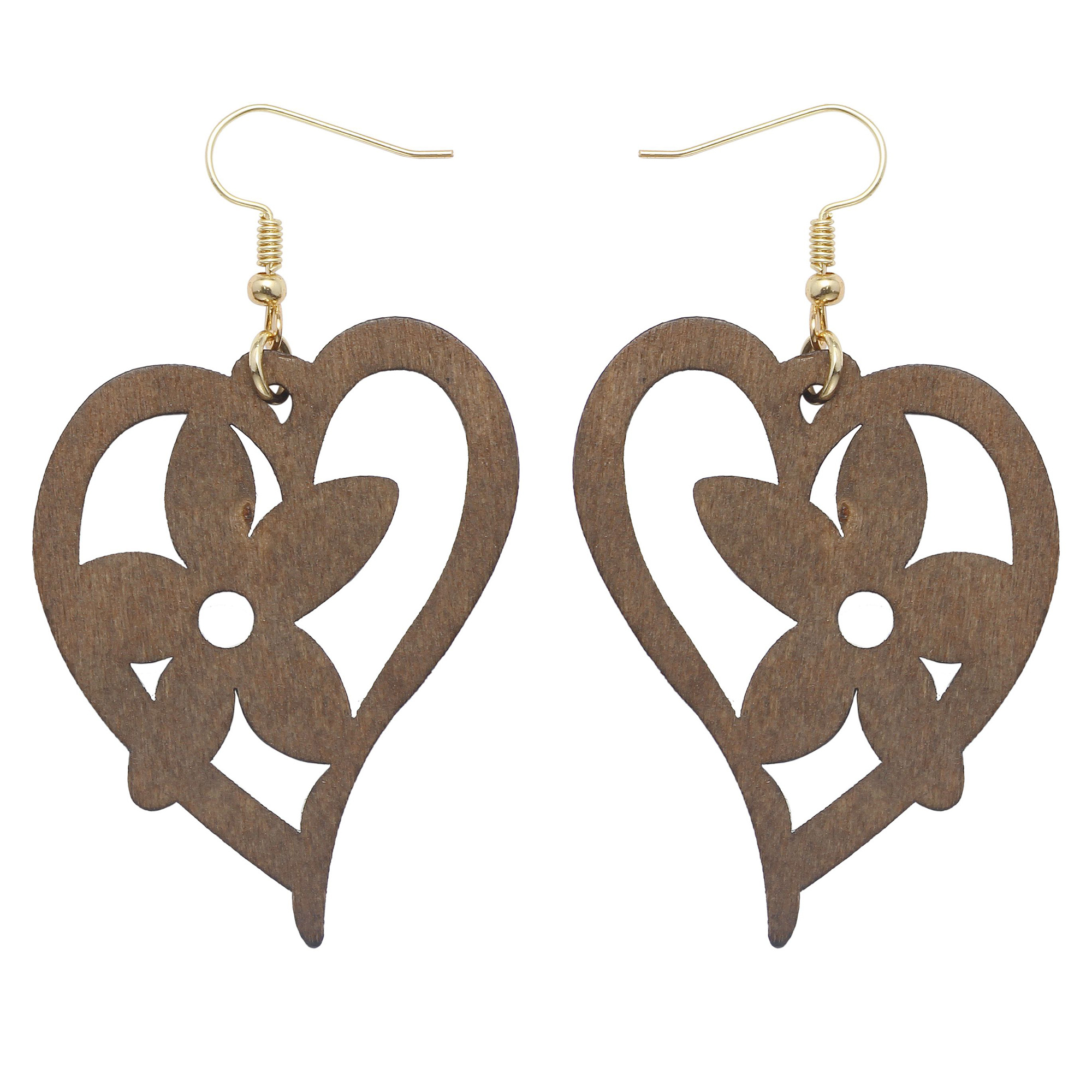 Vintage Boho Style Simple Heart Flower Shape Wooden Pendants - Temu ...