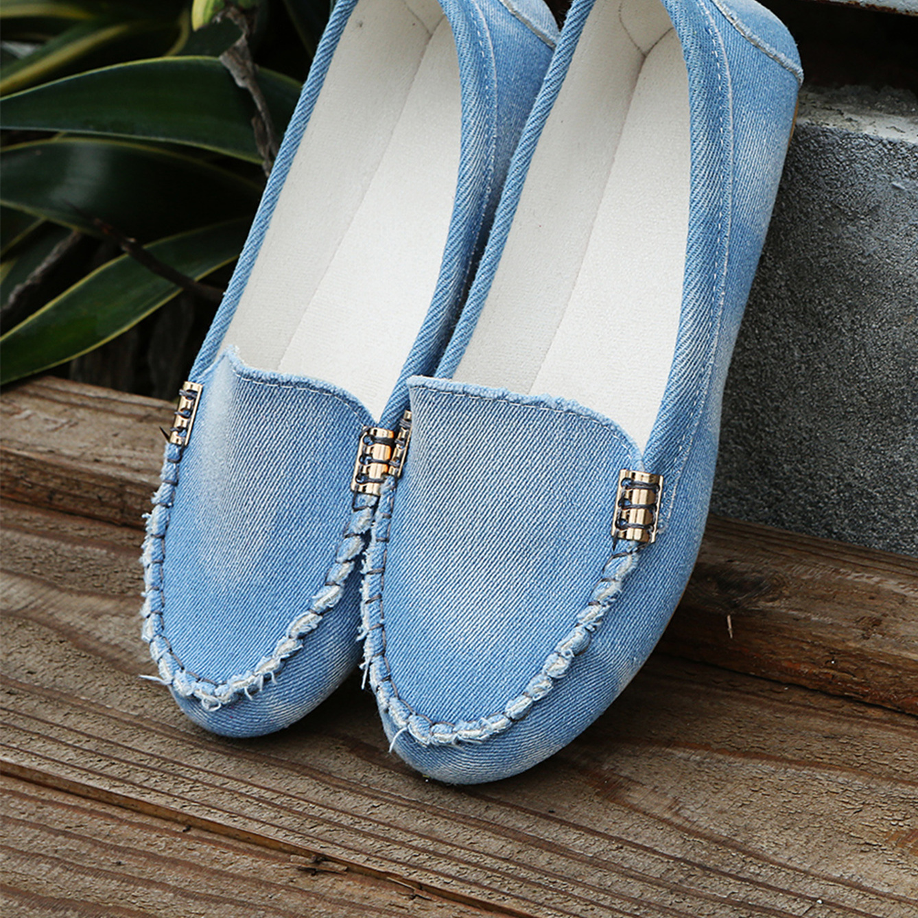 Denim Fabrics Rope like String Soft Sole Flat Shoes - Temu Canada