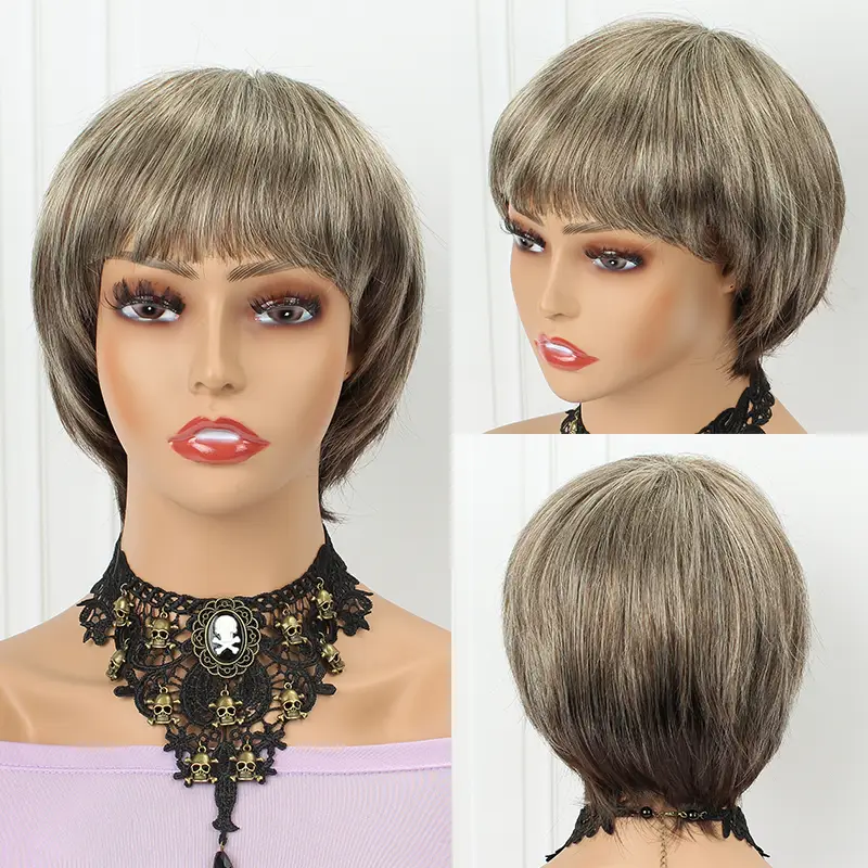 Short Straight Pixie Cut Wig Bangs Natural Looking Synthetic Temu