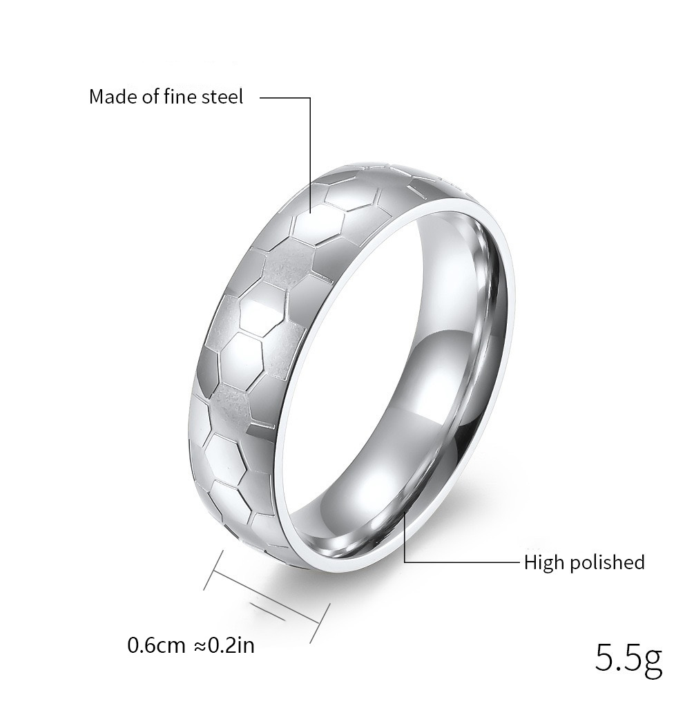 A Fashionable Trendy Honeycomb Pattern Titanium Steel Ring - Temu