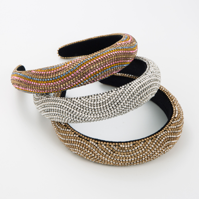 Velvet Padded Rhinestone Baroque Headband Large Padded Cloth Goth ...