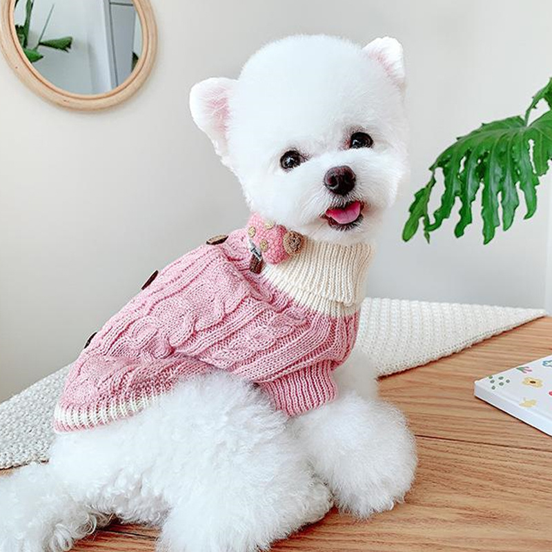 pet turtleneck sweater warm dog sweater winter knitted pet clothes for ...