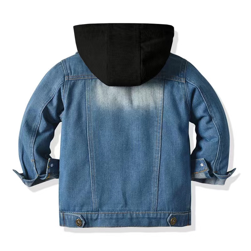 Baby Zipper Denim Jacket Splicing Hooded Coat Boys Girls - Temu Netherlands