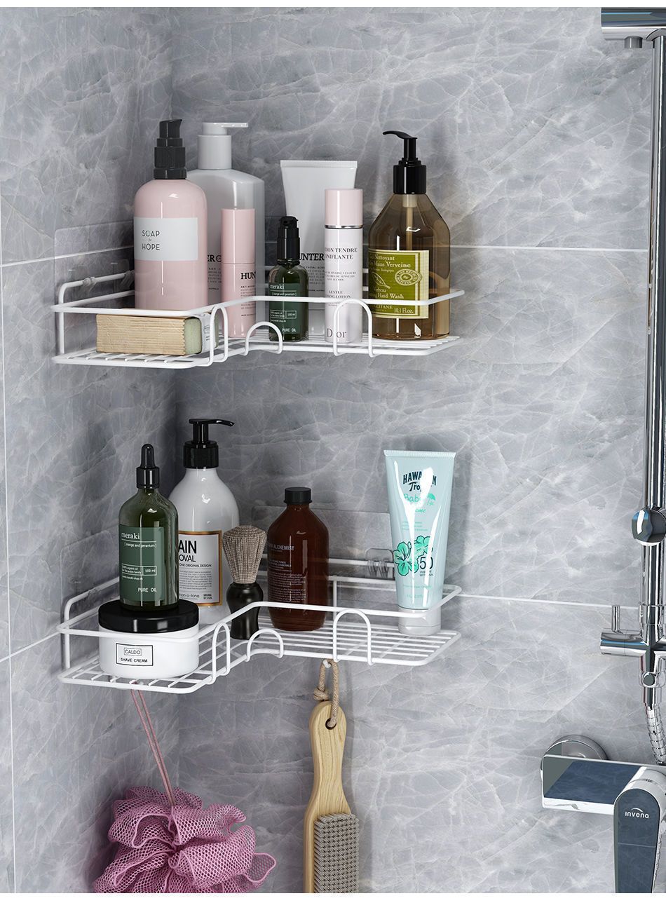 رف حمام مثلث 1 قطعة ، رف تخزين مثبت على الحائط بدون ثقوب - Temu Qatar