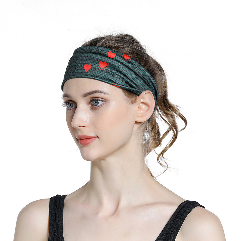 Heart Print Sports Hair Bands Sweat Absorption Fitness - Temu Australia