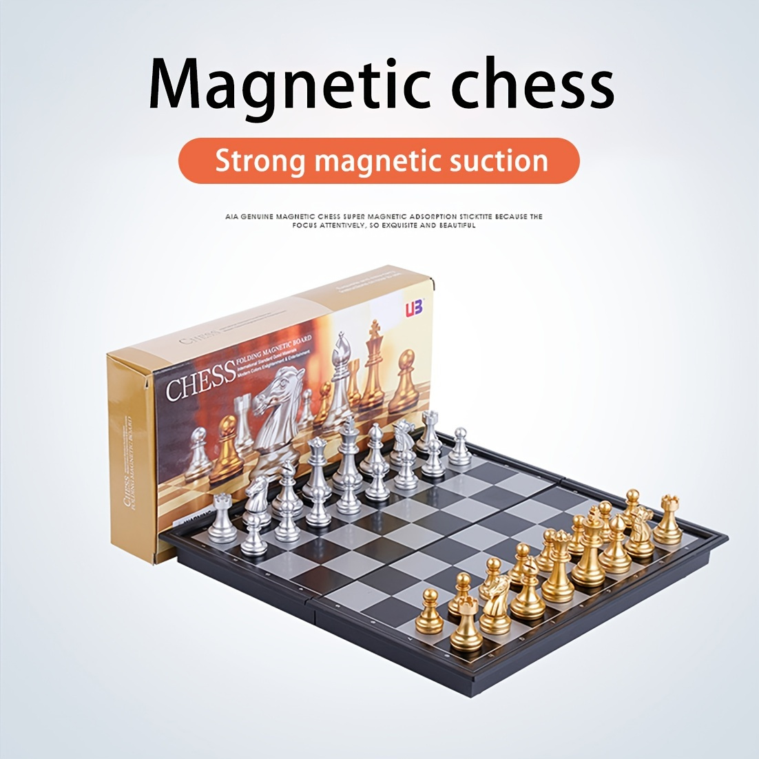 Gold And Silver Pieces Magnetic Chess Puzzle Chess Set With Folding ...