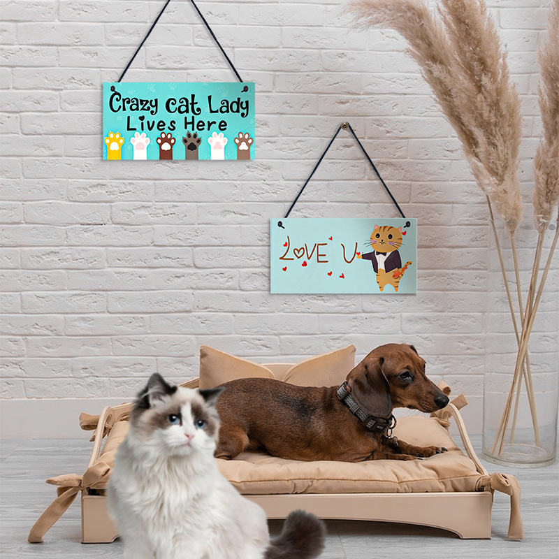 creative letter cartoon cat pattern rectangular wooden sign - Temu Canada