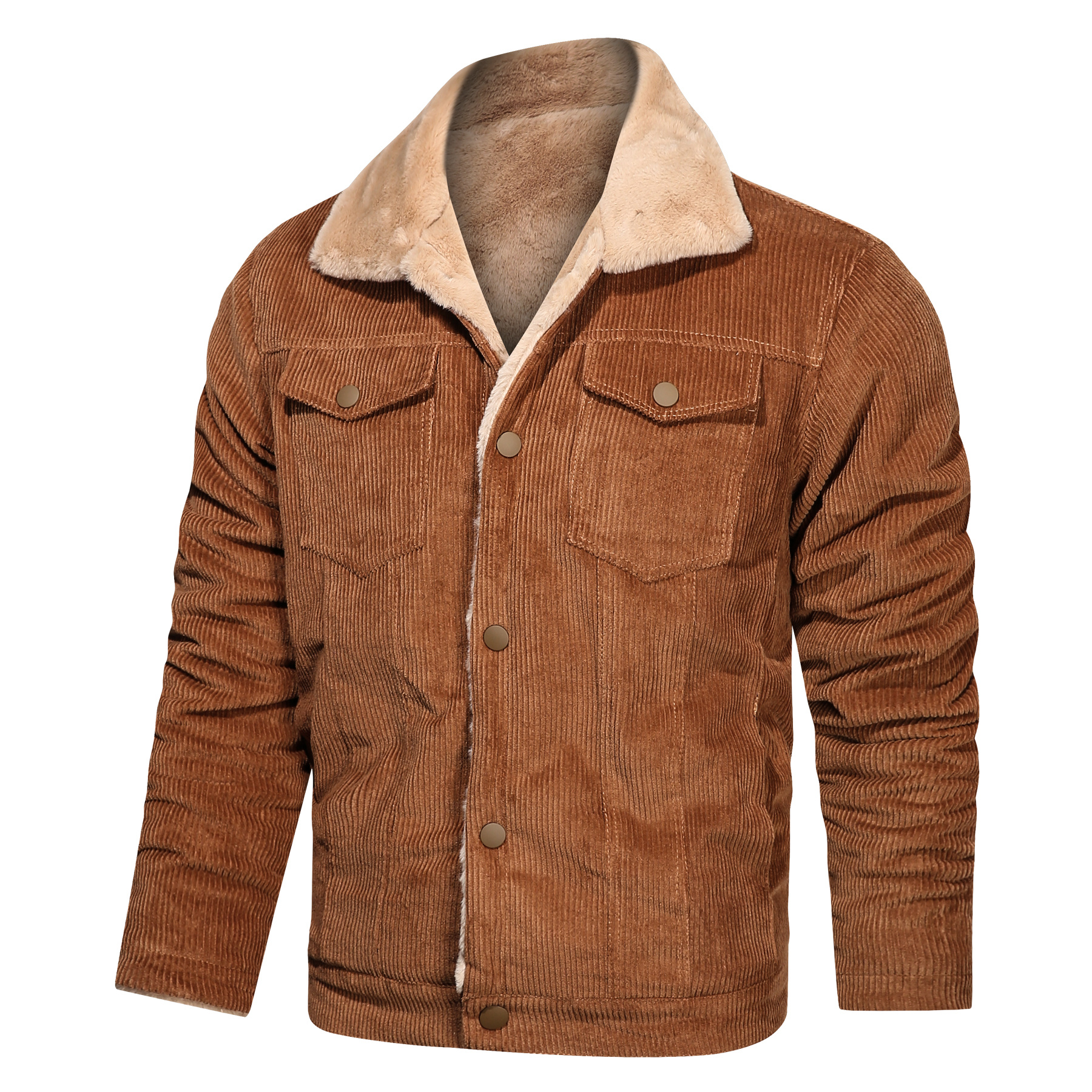 Men's Casual Winter Corduroy Plush Jacket Warm Coats Jacket - Temu ...