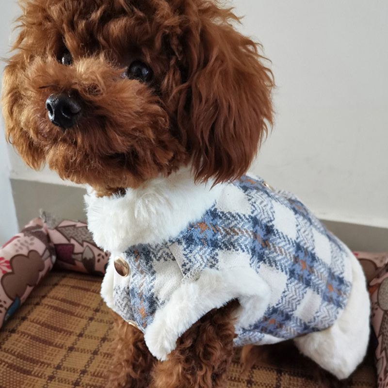Cozy Plaid Pet Coat With Leash Ring Winter Clothes For Dogs And Cats ...