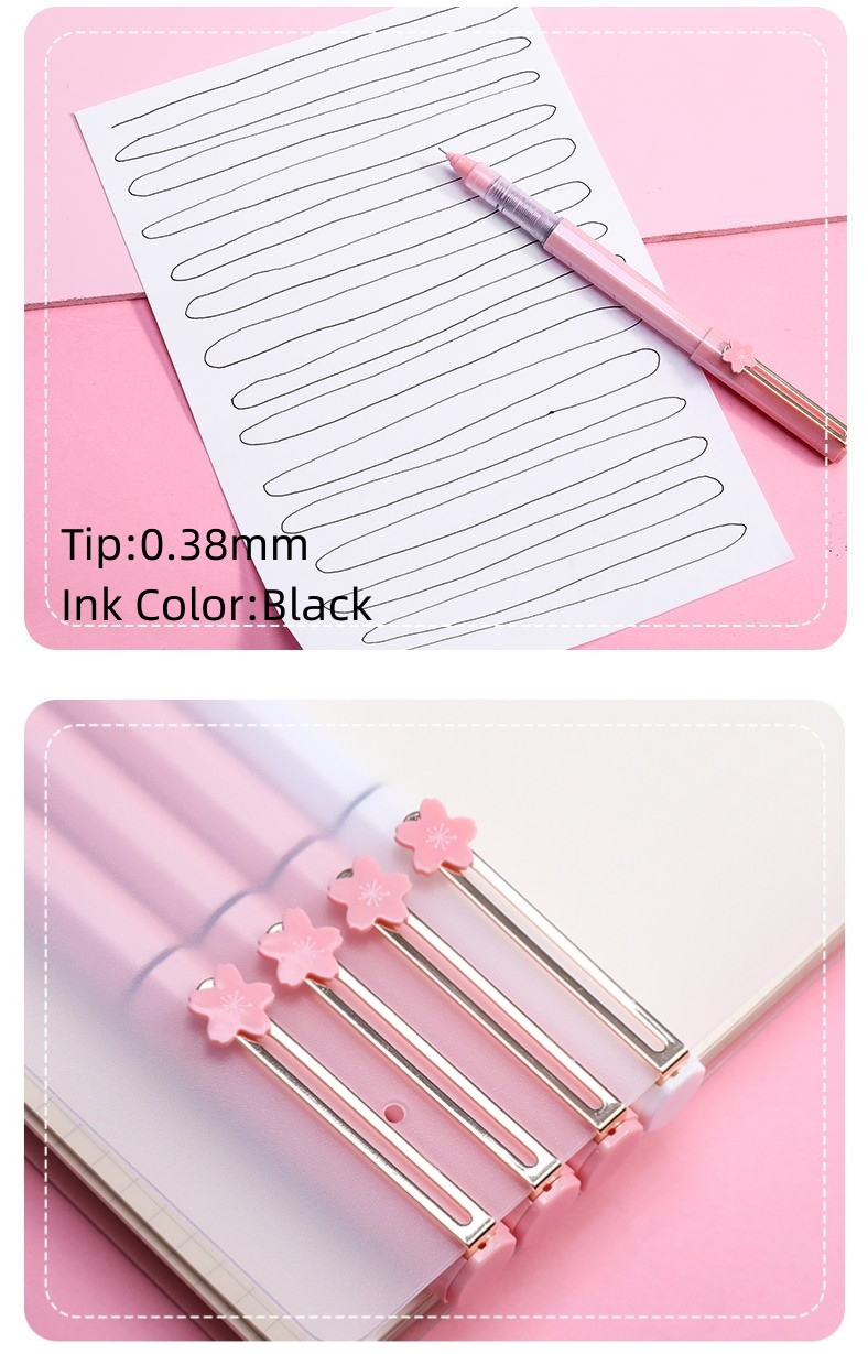 2pcs pack 0 38mm black quick dry cherry straight liquid gel ink pens ...