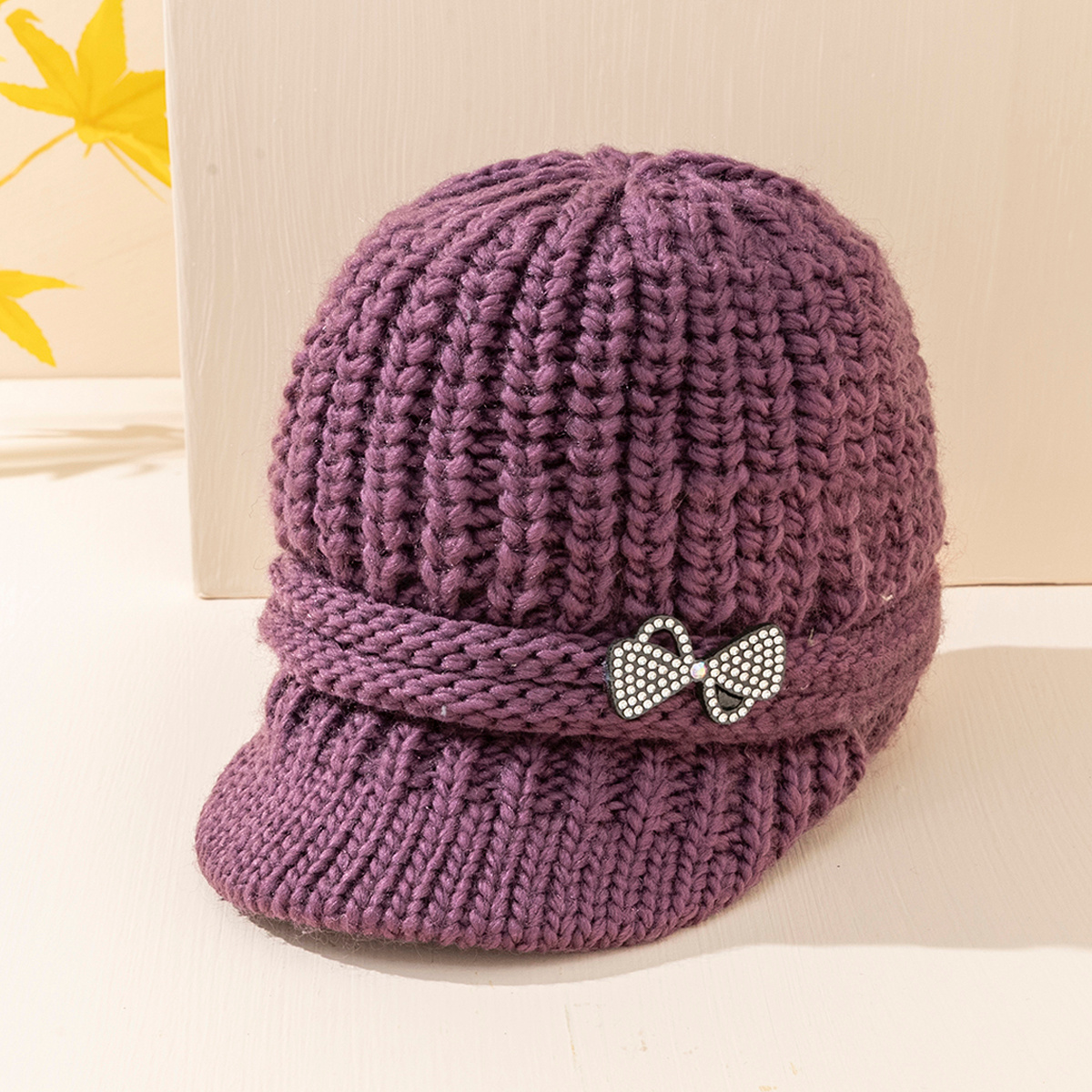purple thick short brim cap vintage bow decor trendy casual - Temu ...