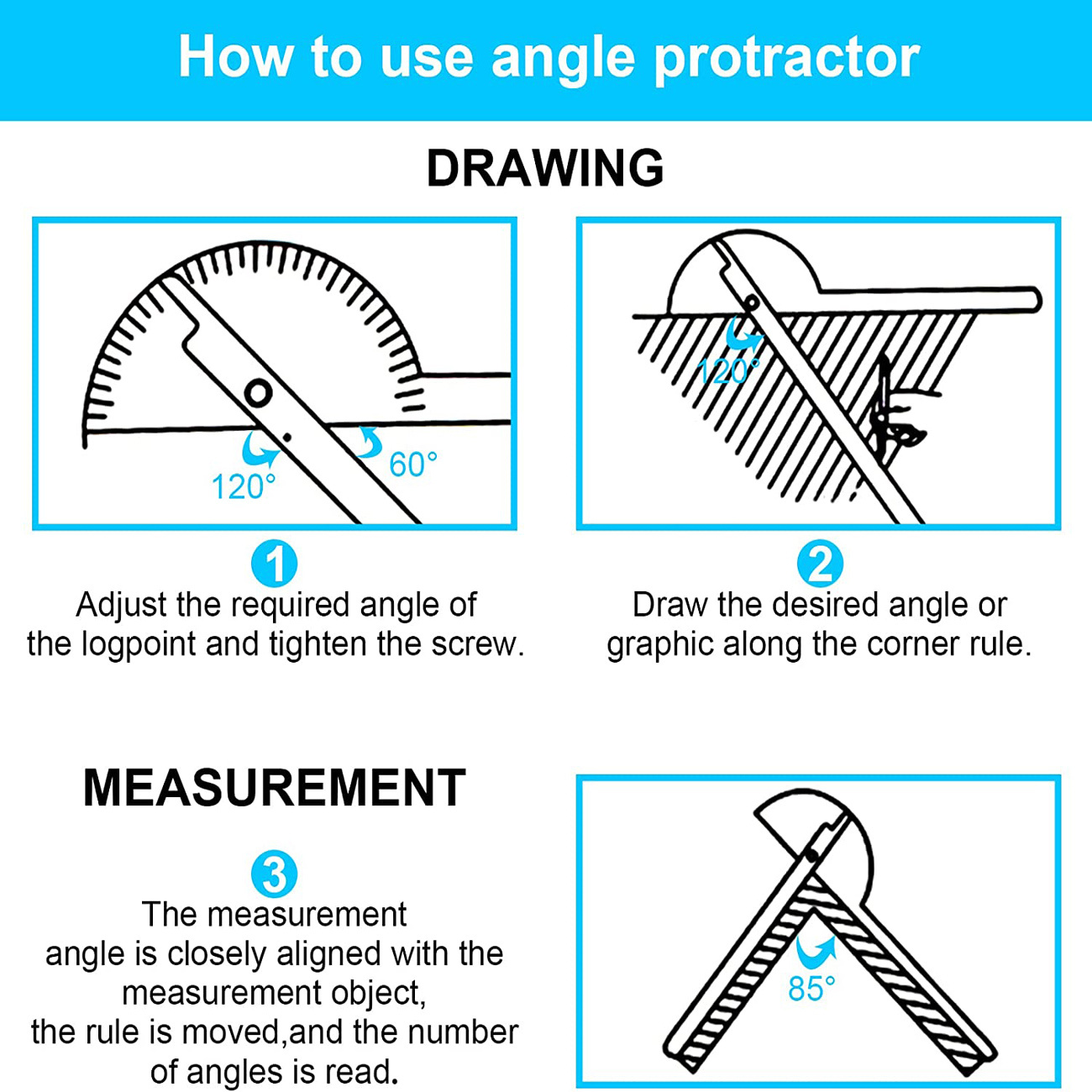 Stainless Steel Protractor, 0-180 Degree Angle Protractor, Stainless ...